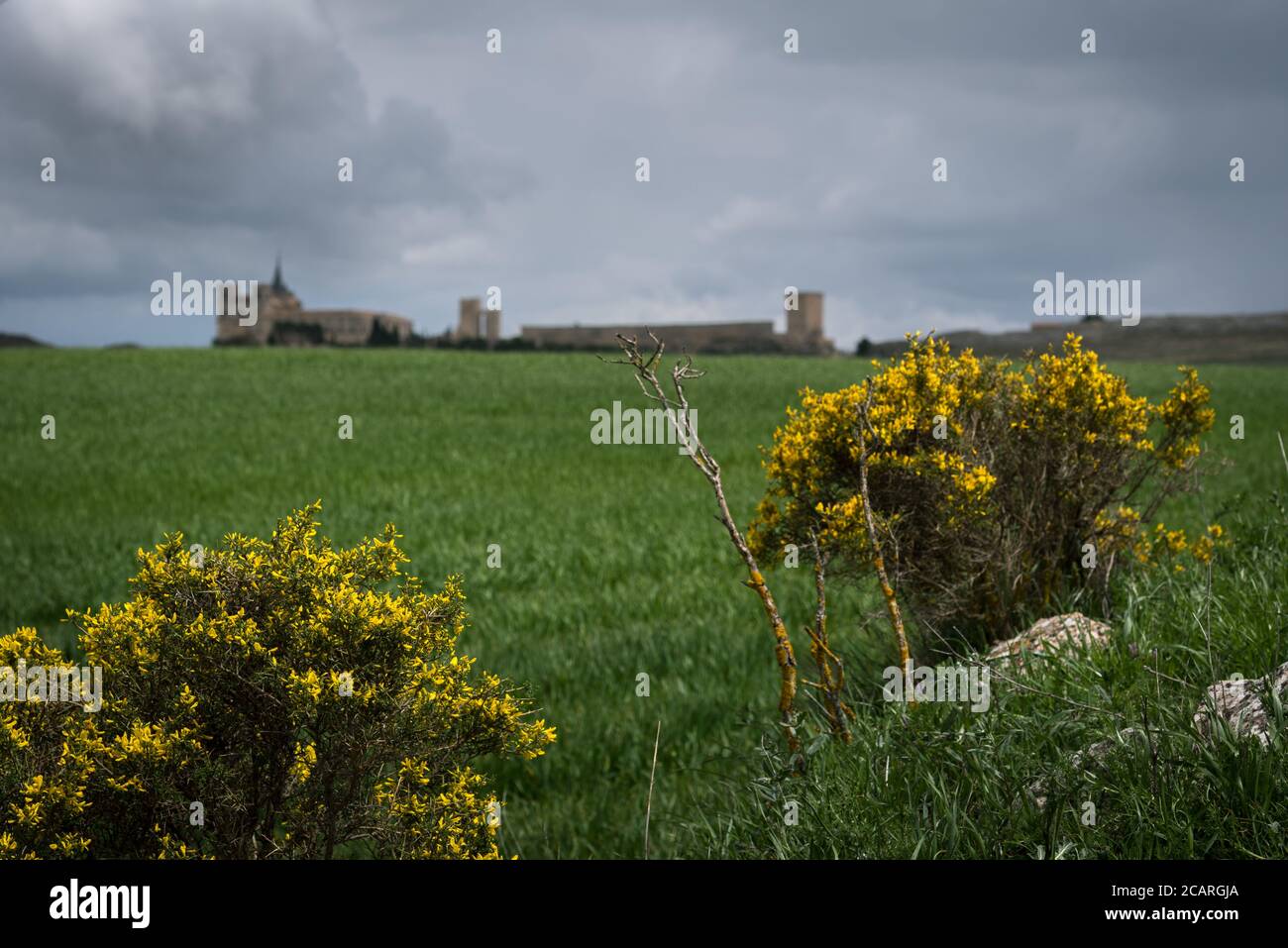 Nature landscape with the historical village of in Uclés with its ...