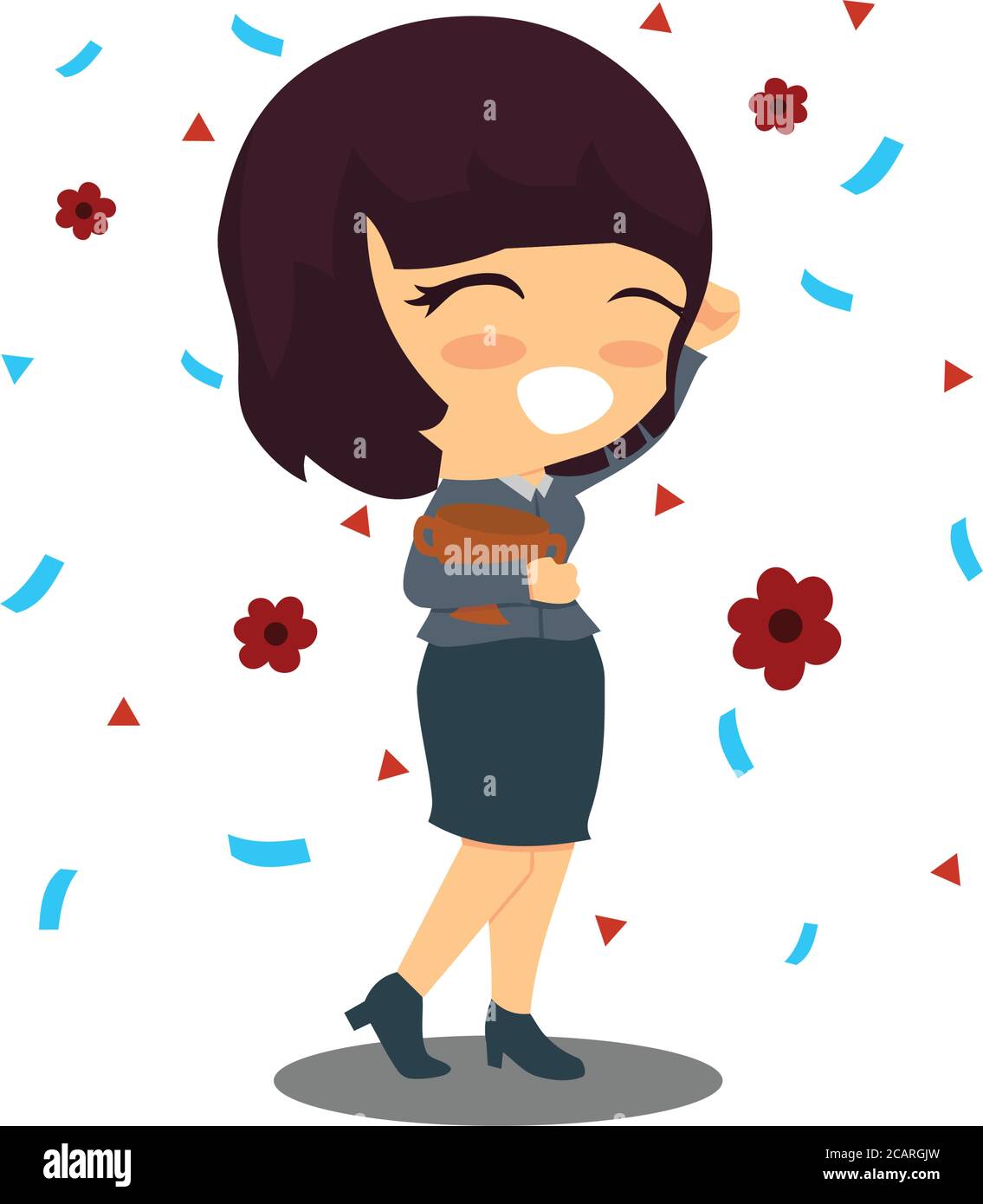 Cartoon businesswoman in success action illustration Stock Vector Image ...