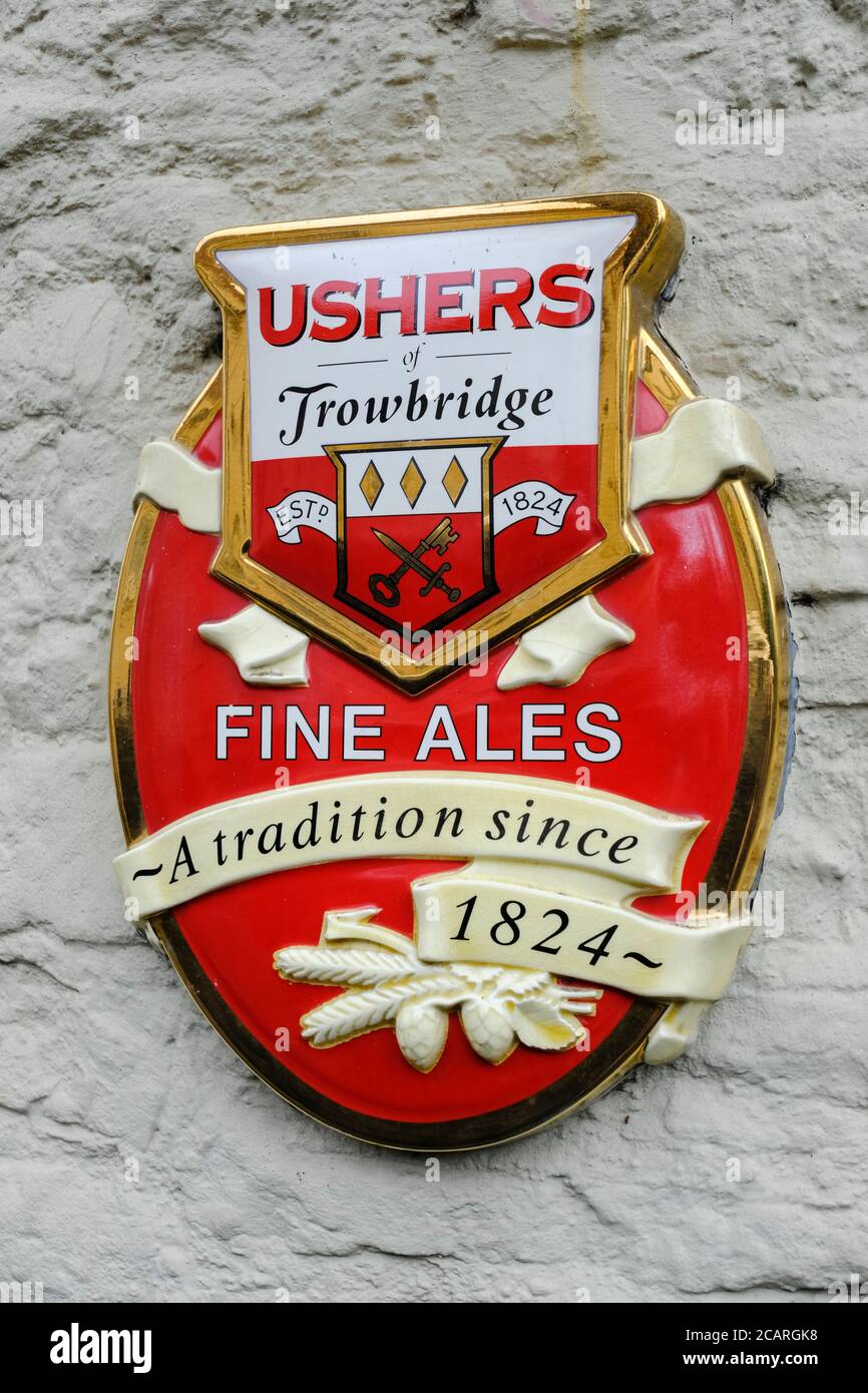 Ushers of Trowbridge brewery sign Stock Photo - Alamy