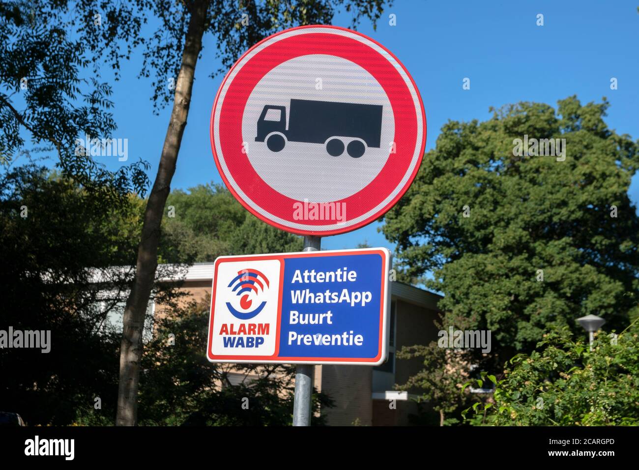 Street Sign Forbidden For Truck And Whatsapp Neigborhood Group At ...