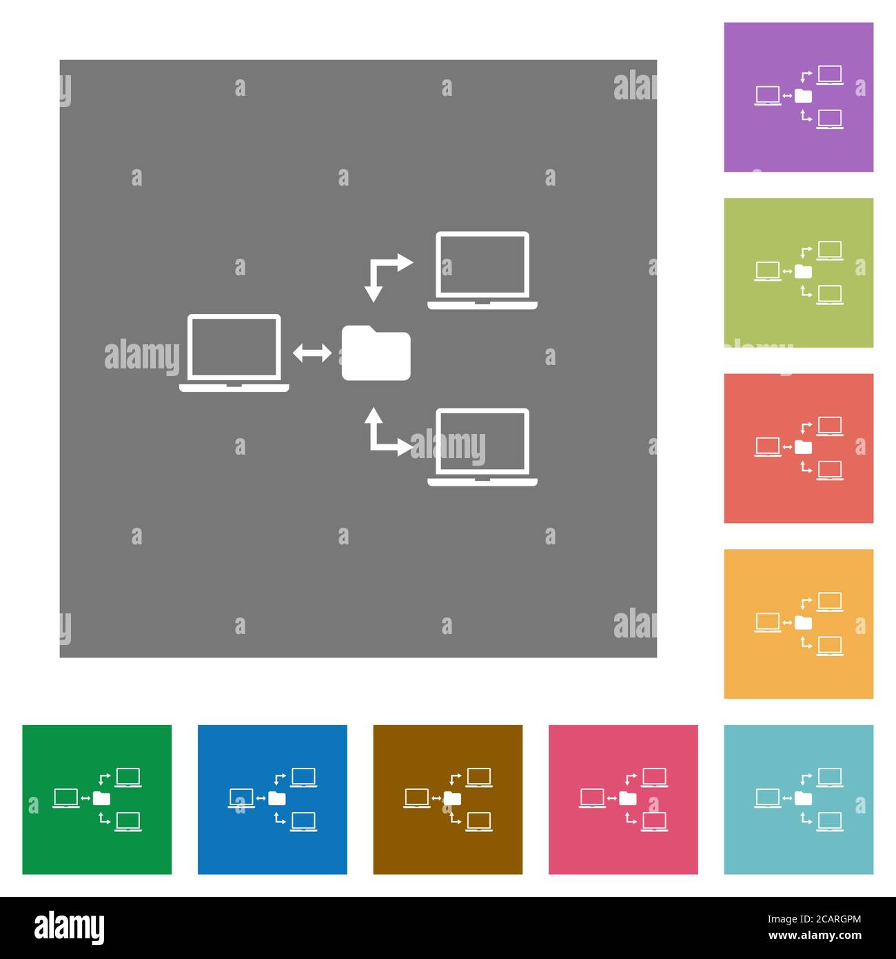 Network file system flat icons on simple color square backgrounds Stock ...