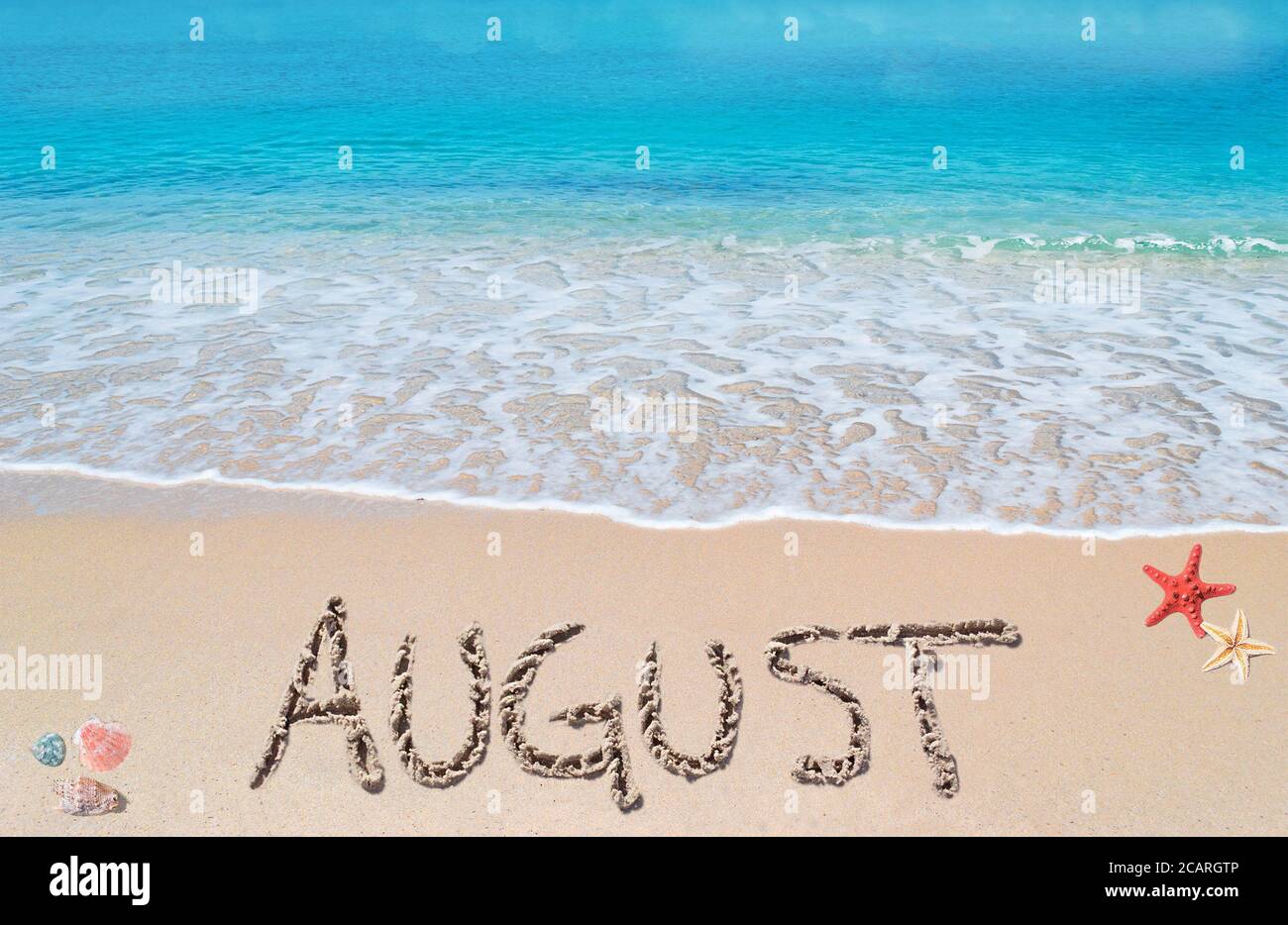 August month text written on hi-res stock photography and images - Alamy