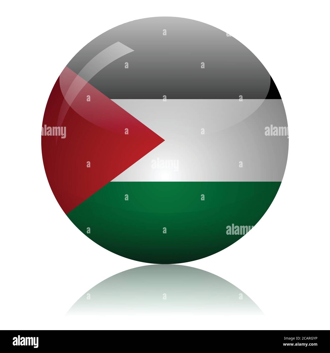 Palestinian flag glass ball on light mirror surface vector illustration ...