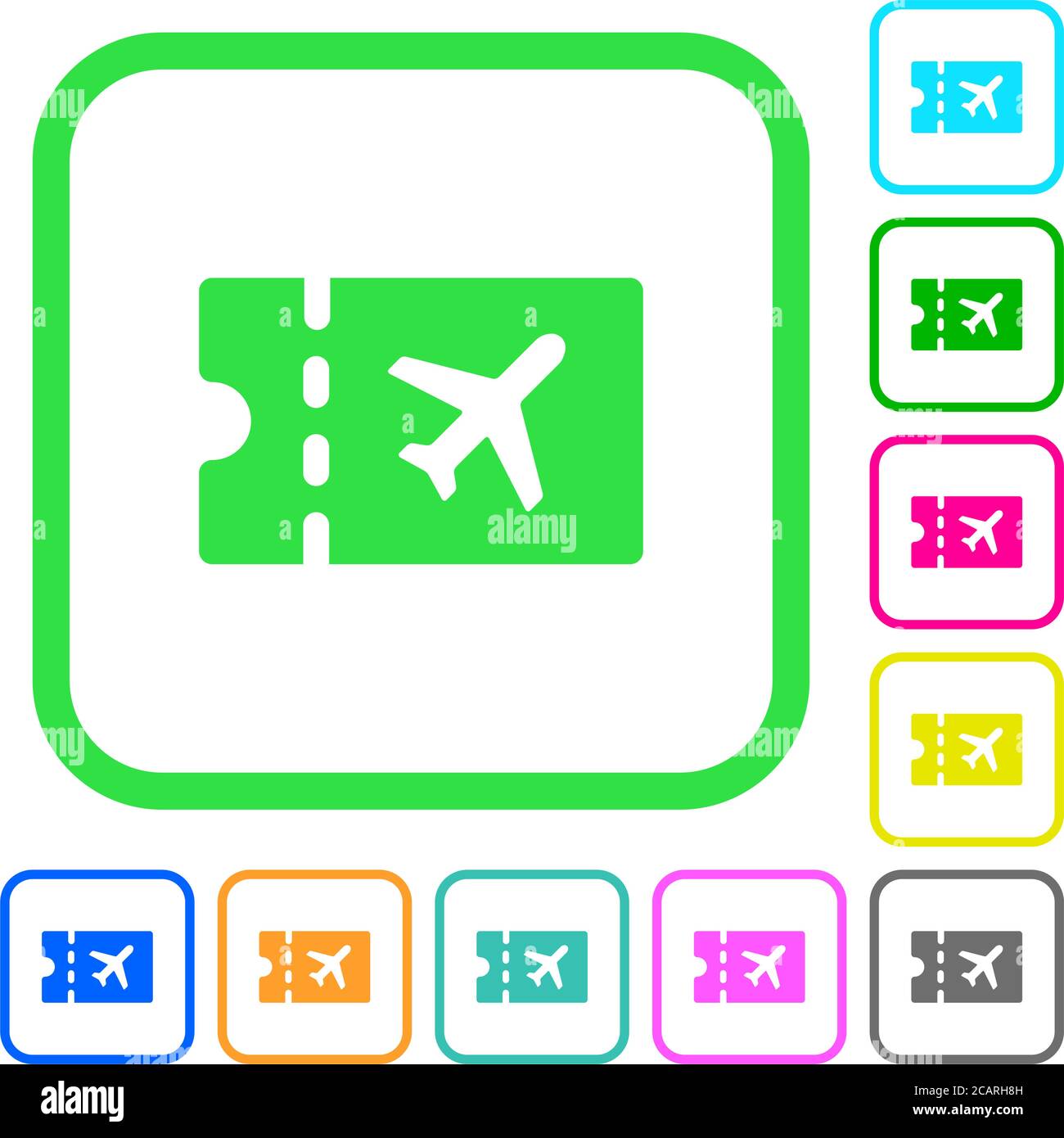Air travel discount coupon vivid colored flat icons in curved borders ...