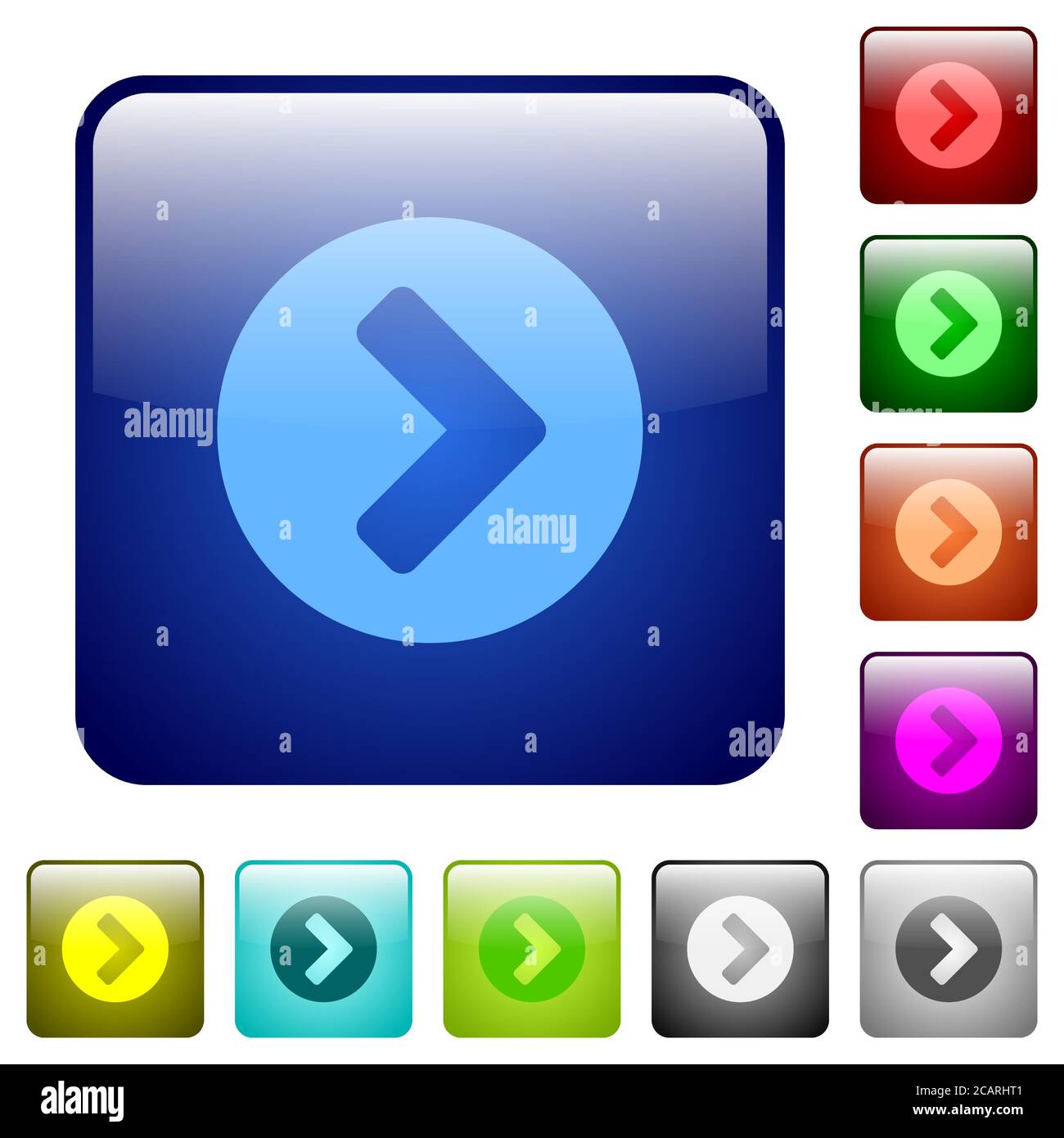 Chevron right icons in rounded square color glossy button set Stock Vector Image & Art - Alamy