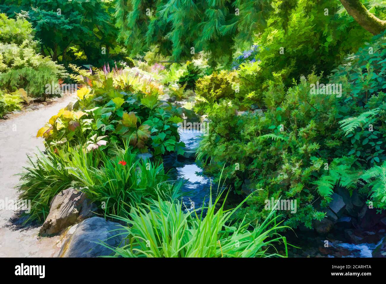 An illustration of a botanical garden in the Pacific Northwest Stock ...