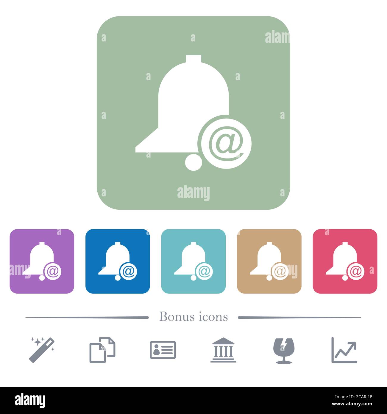 Email reminder white flat icons on color rounded square backgrounds. 6 ...