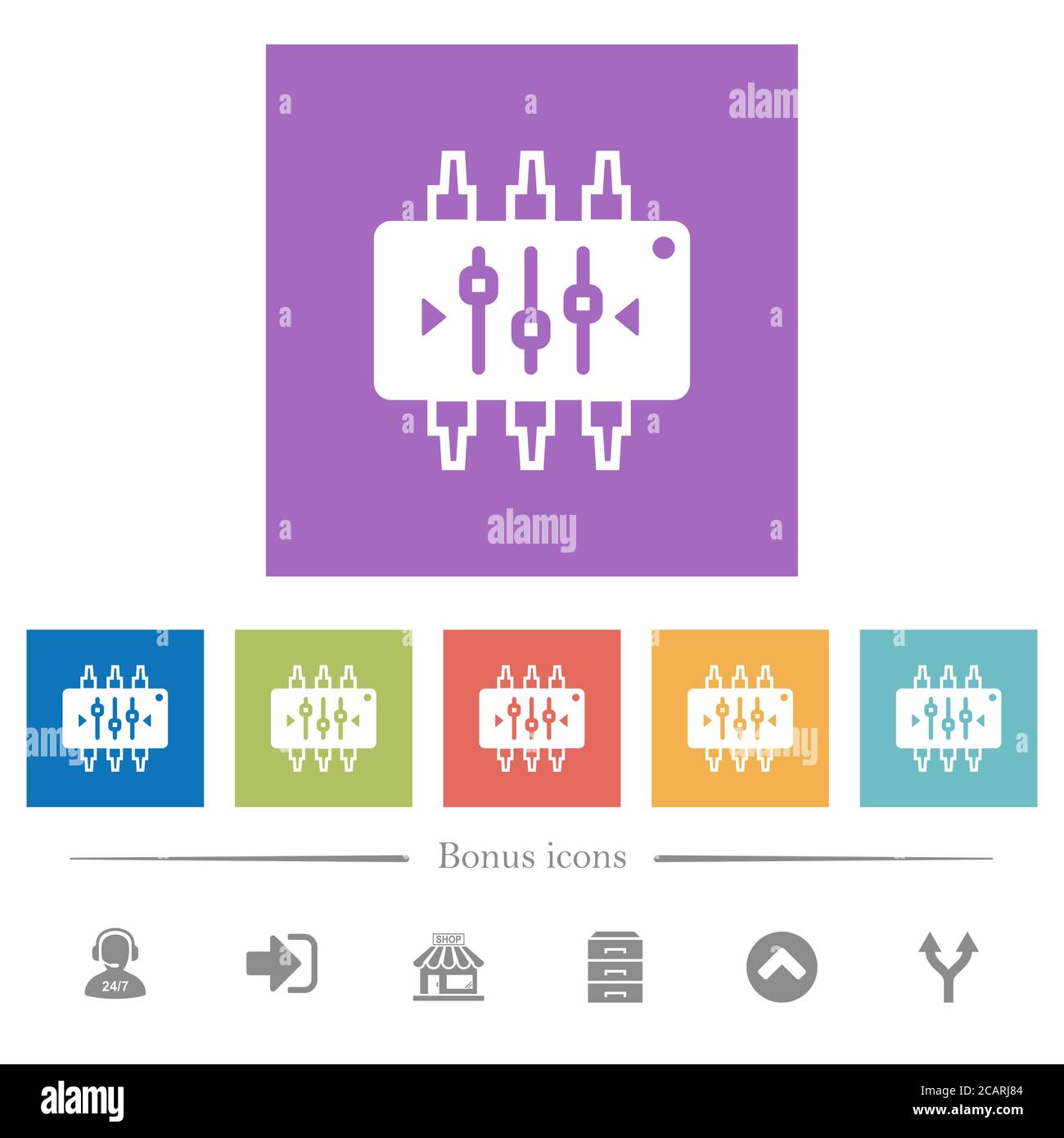 Chip tuning flat white icons in square backgrounds. 6 bonus icons ...