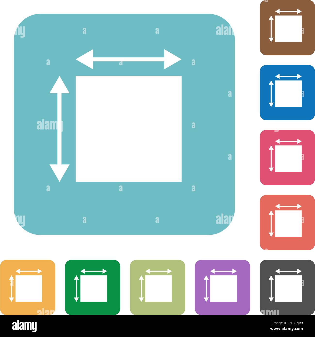 Elemet dimensions white flat icons on color rounded square backgrounds ...