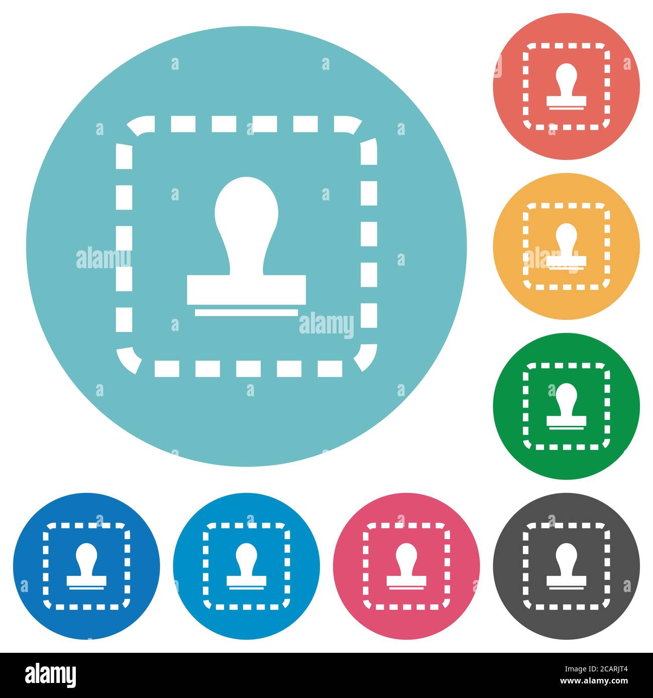 Place watermark flat white icons on round color backgrounds Stock ...