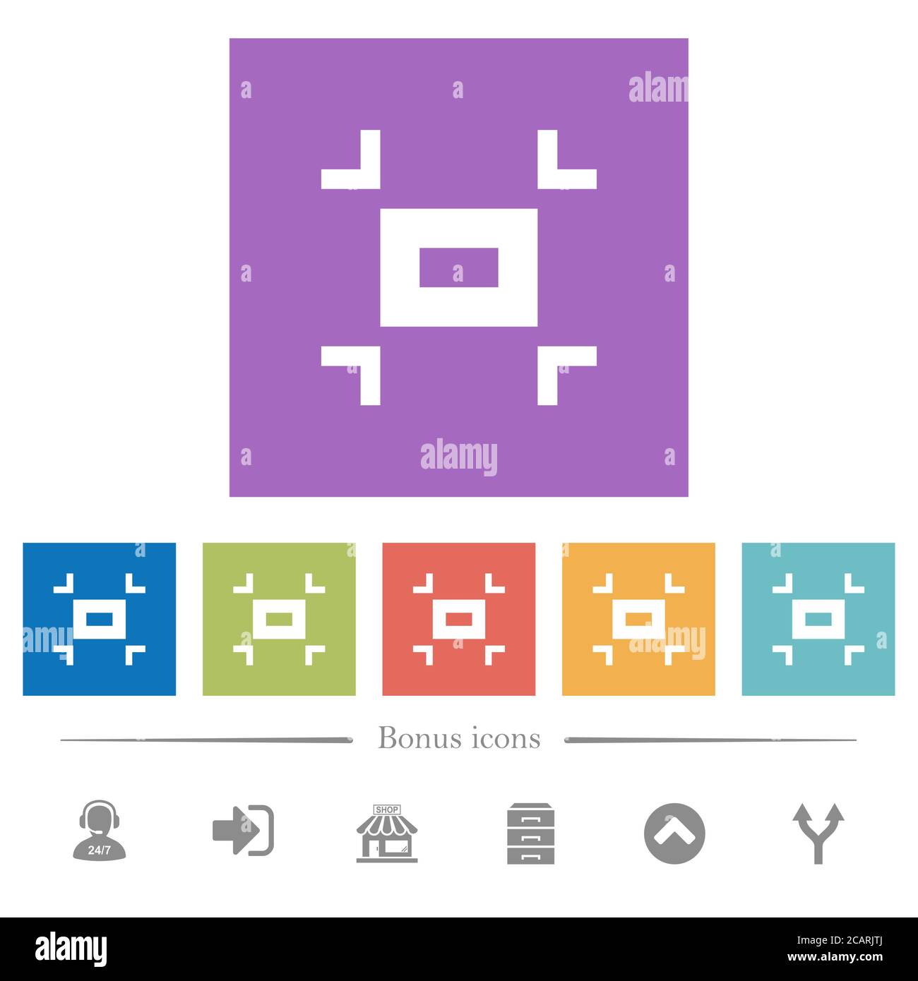 Small screen flat white icons in square backgrounds. 6 bonus icons ...