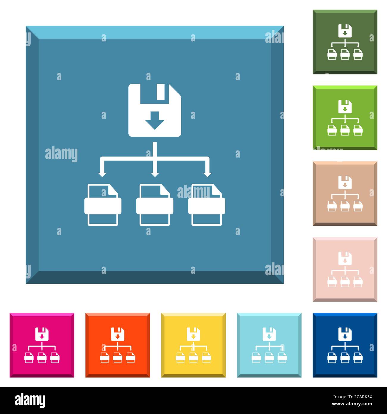Save file as multiple format white icons on edged square buttons in ...