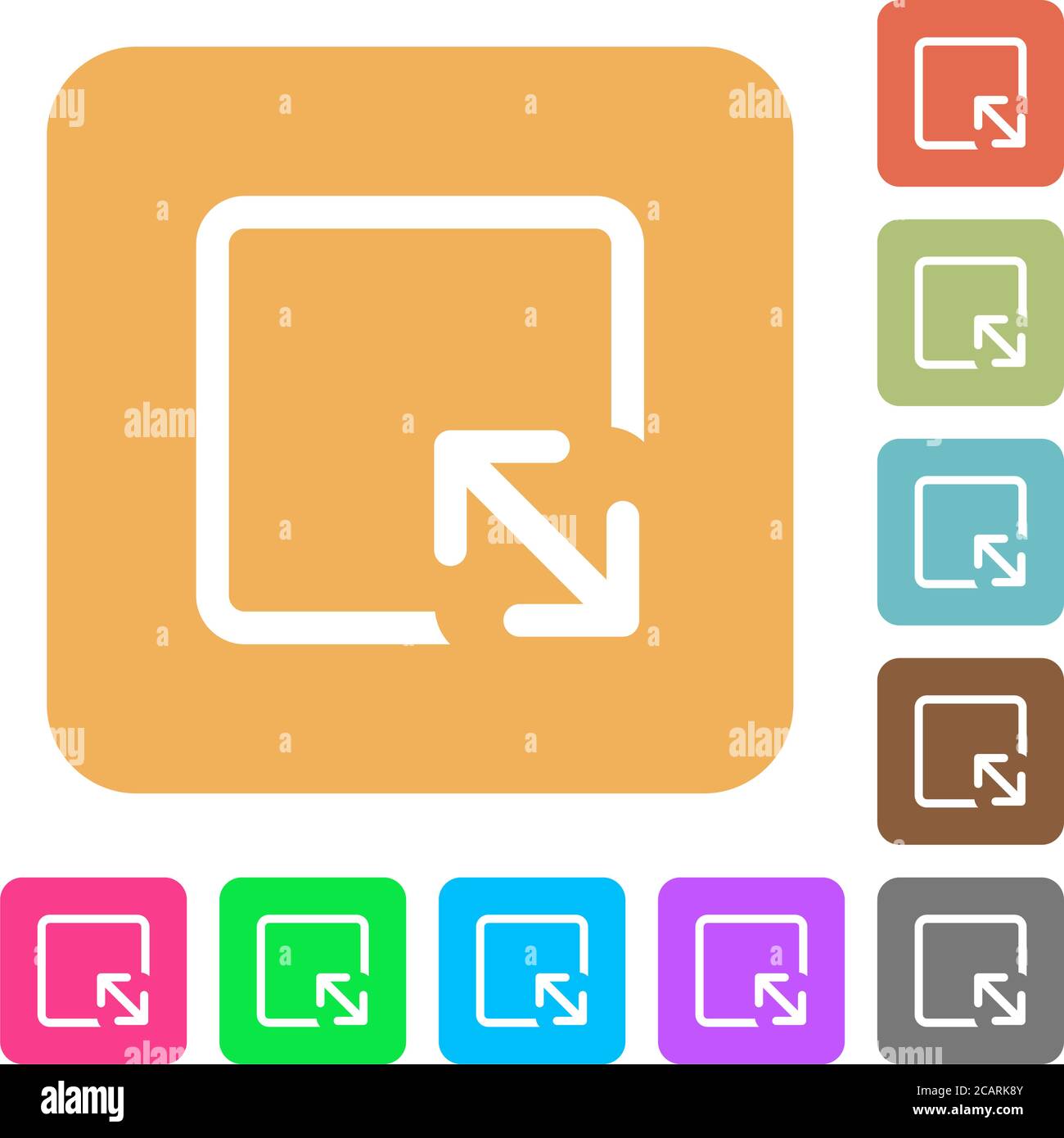 Resize object flat icons on rounded square vivid color backgrounds ...