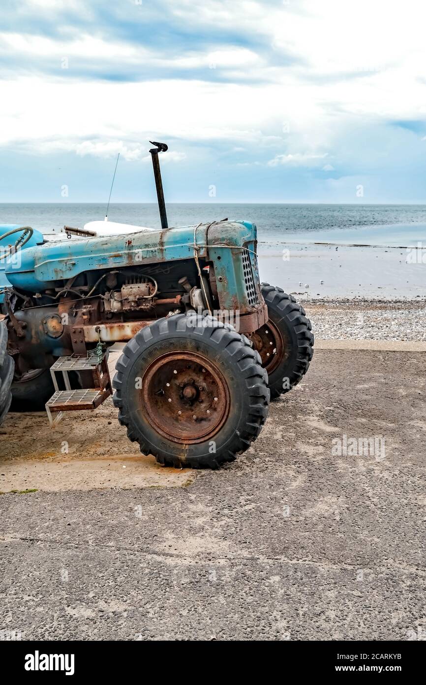 Front end of rusty tractor used to launch the crab fishing boats on ...
