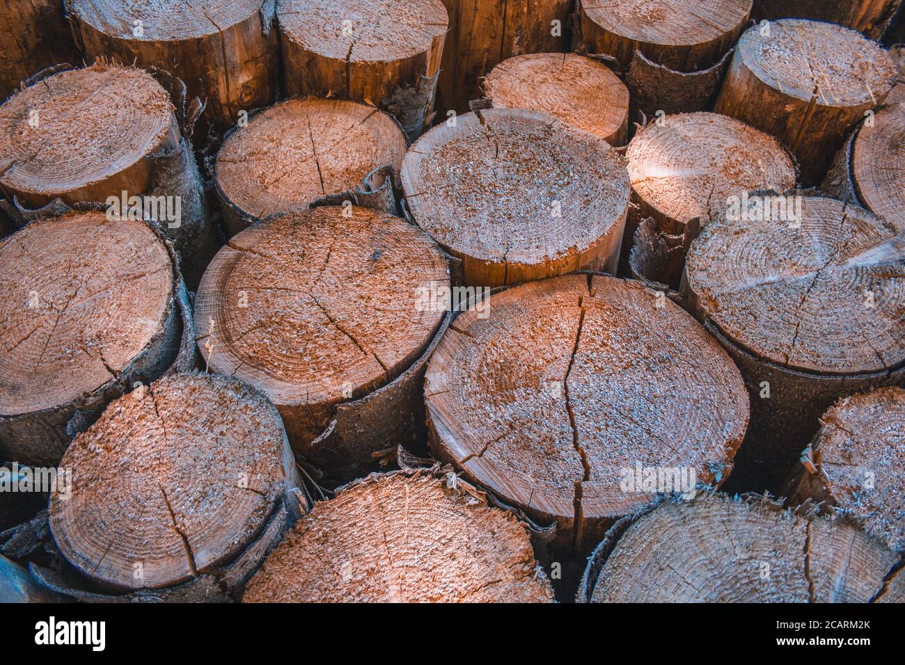 Pile of natural wood logs. Background of wooden texture Stock Photo - Alamy