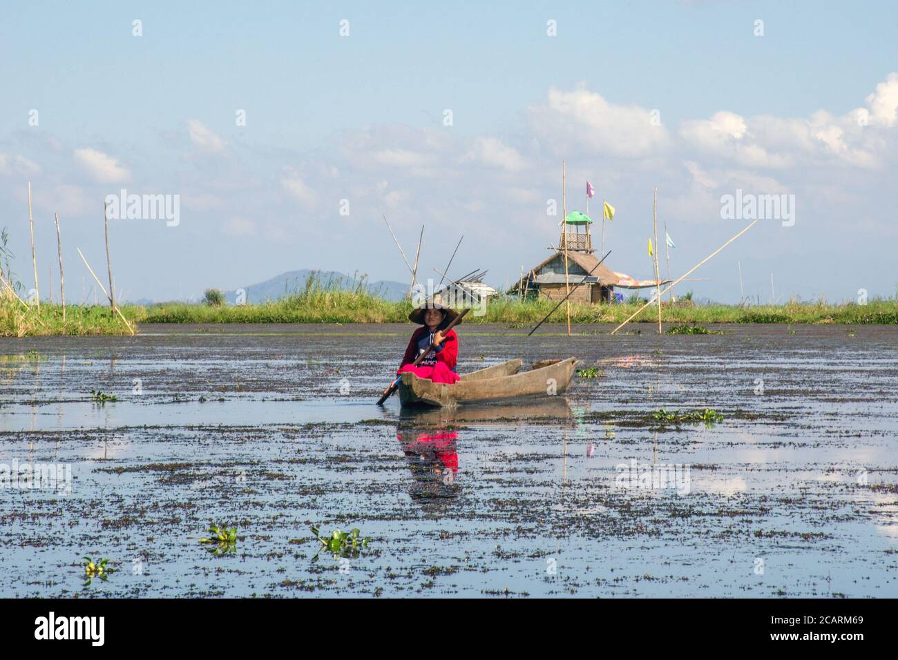loktak lake imphal manipur india on november 1st 2018: fisherwoman and ...