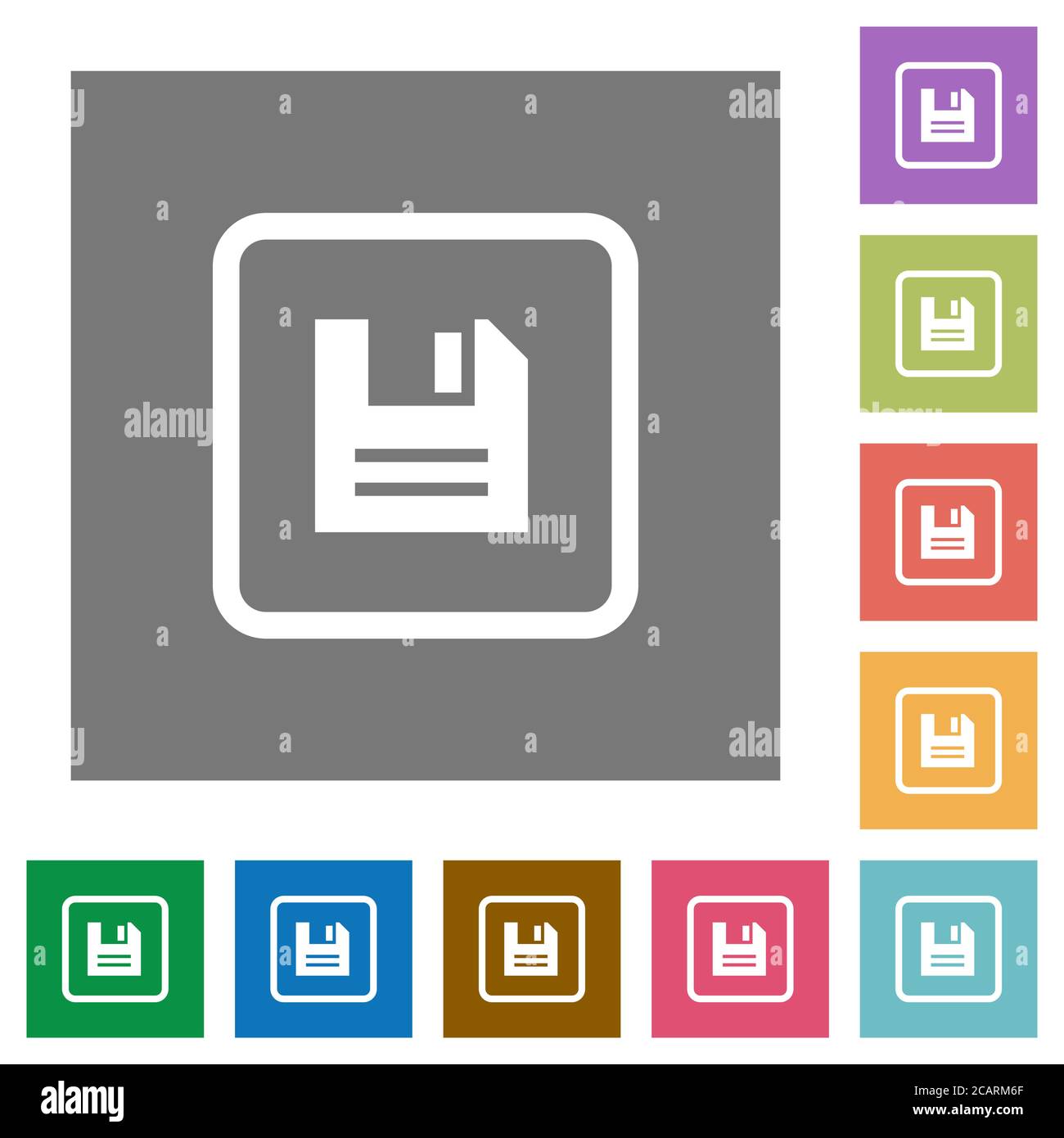 Save object flat icons on simple color square backgrounds Stock Vector ...