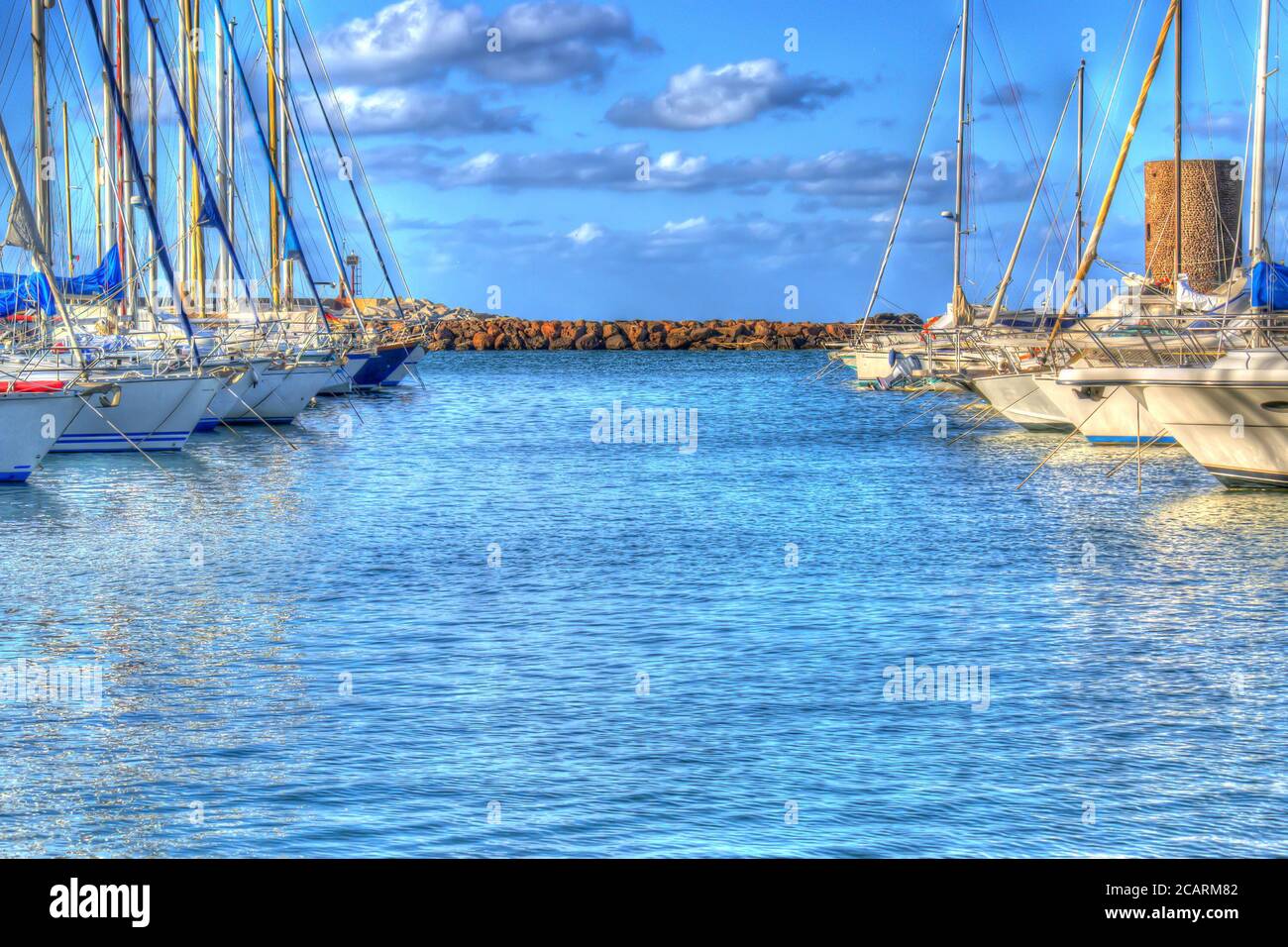 Castelsardo harbor in hdr tone mapping effect Stock Photo - Alamy