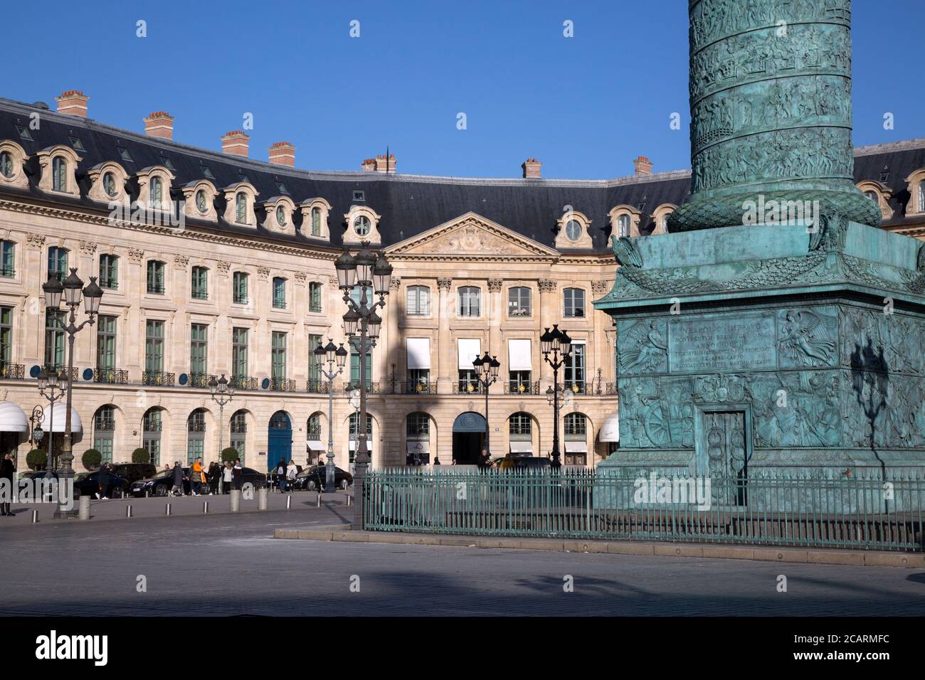 Hotel Ritz with Napoleon Monument; Place Vendome Square; Paris; France ...