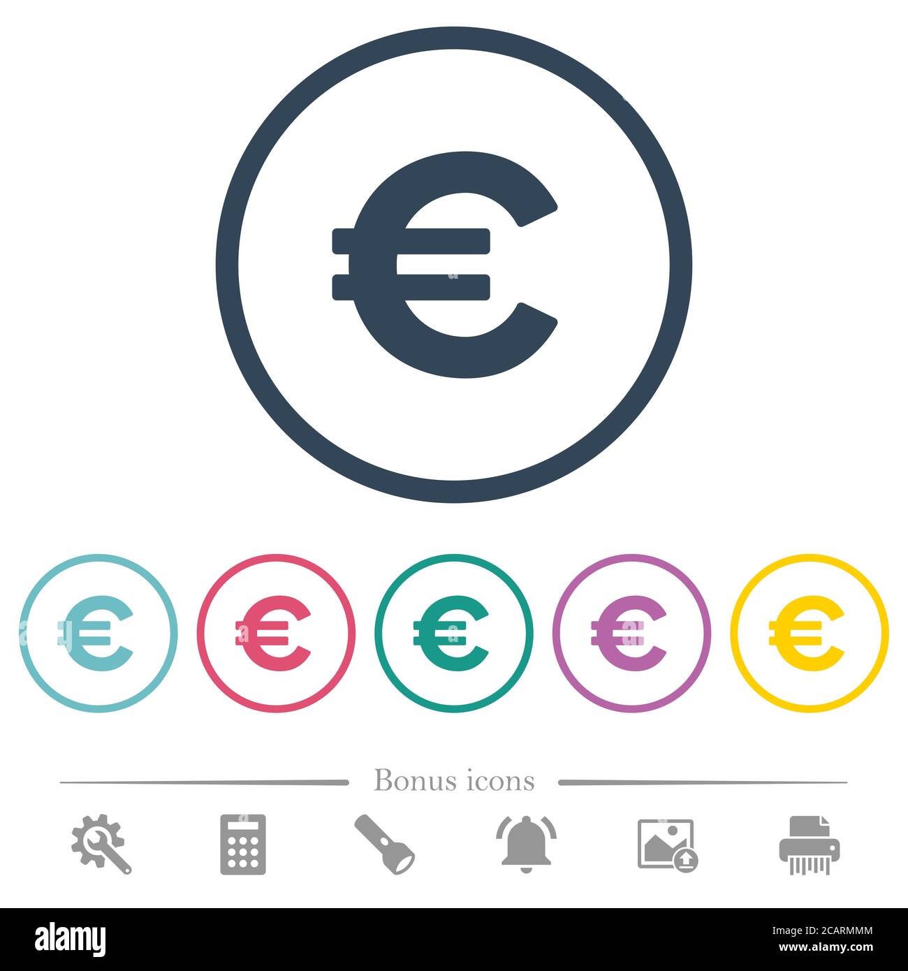Euro sign flat color icons in round outlines. 6 bonus icons included ...