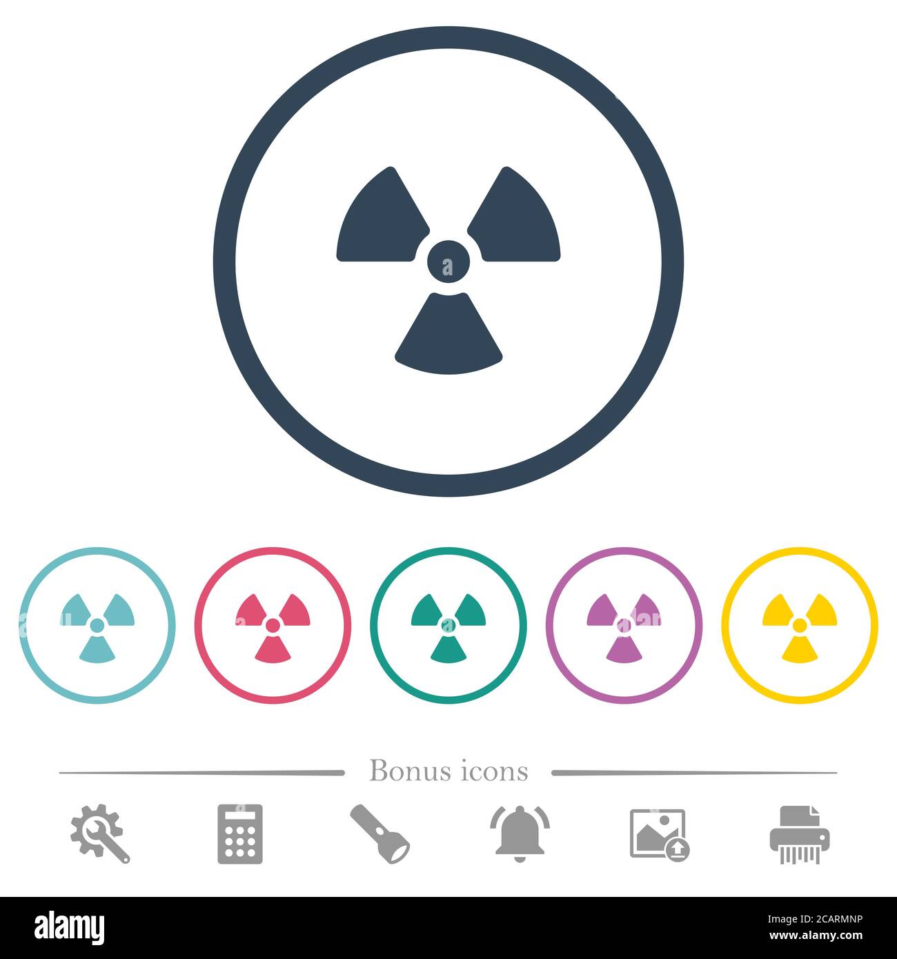Radiation flat color icons in round outlines. 6 bonus icons included ...