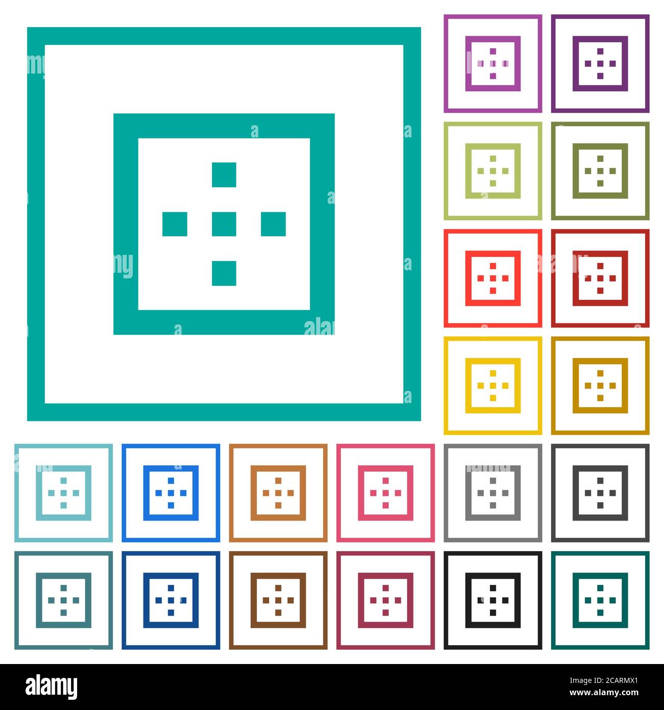 Outer borders flat color icons with quadrant frames on white background ...