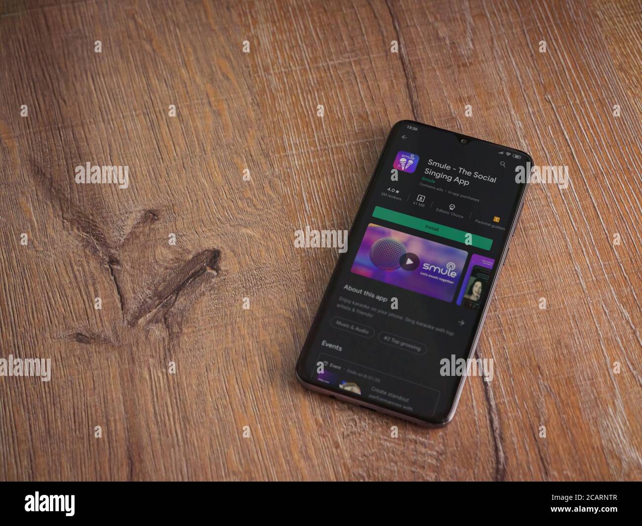 Lod, Israel - July 8, 2020: Smule app play store page on the display of ...