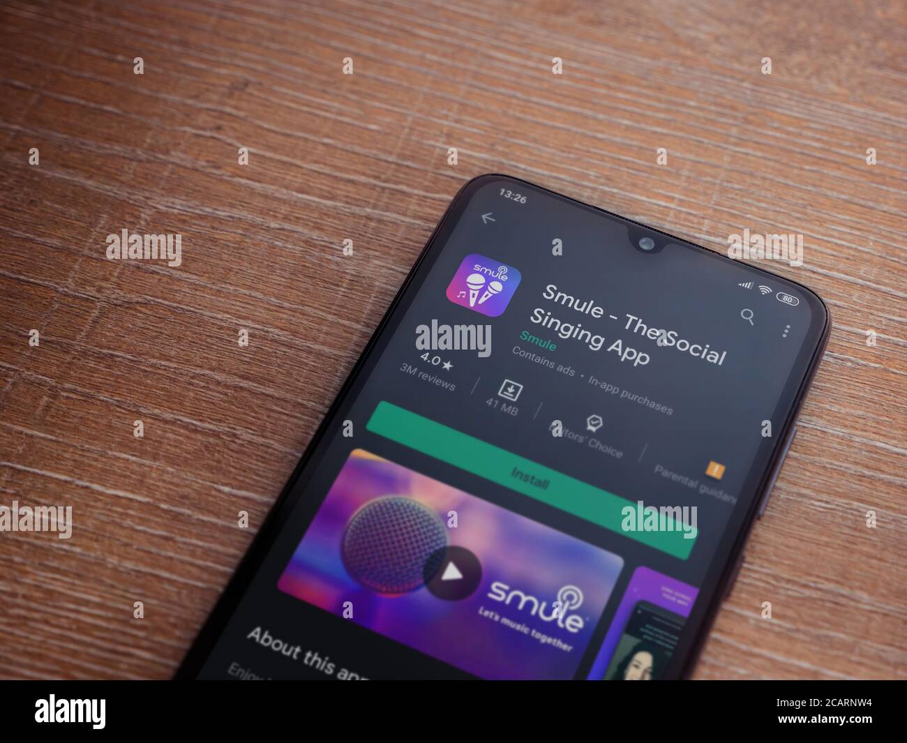 Lod, Israel - July 8, 2020: Smule app play store page on the display of ...