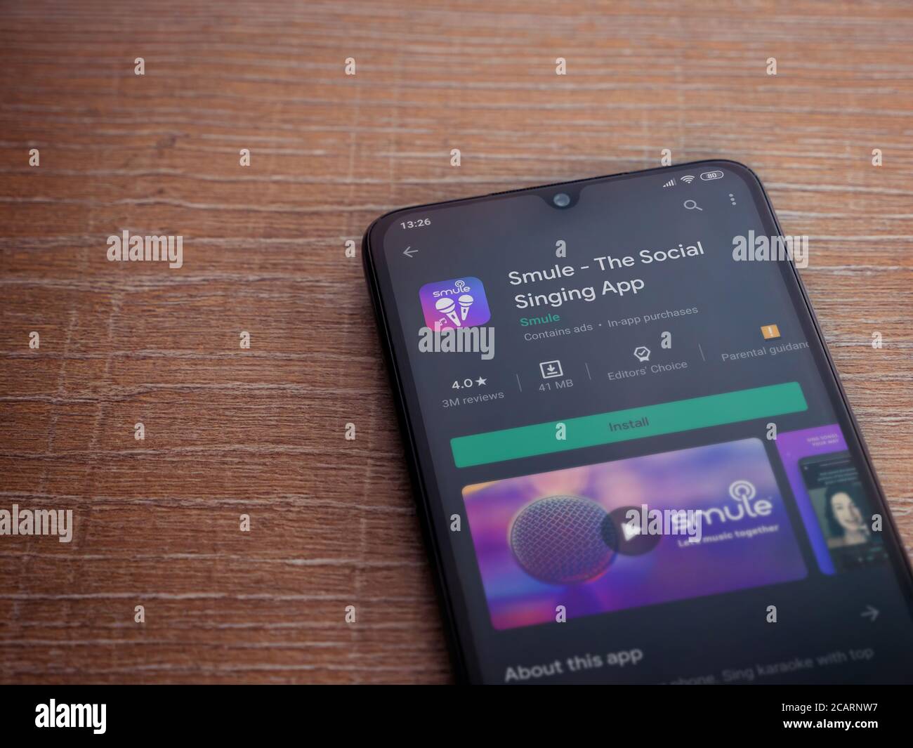 Lod, Israel - July 8, 2020: Smule app play store page on the display of ...