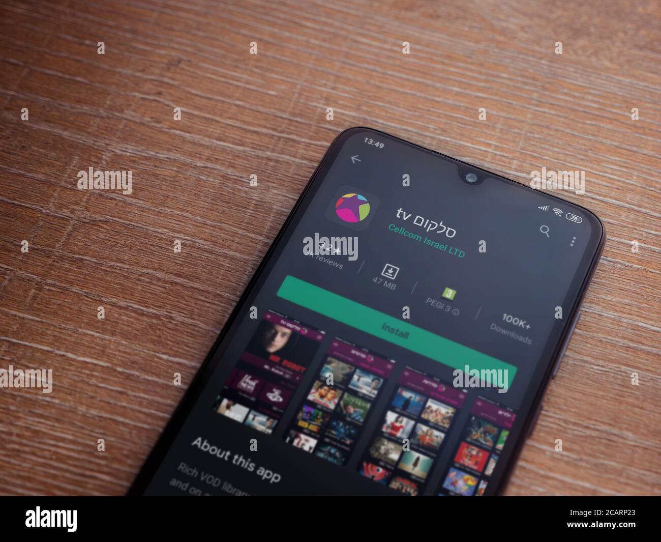 Lod, Israel - July 8, 2020: Cellcom TV app play store page on the ...