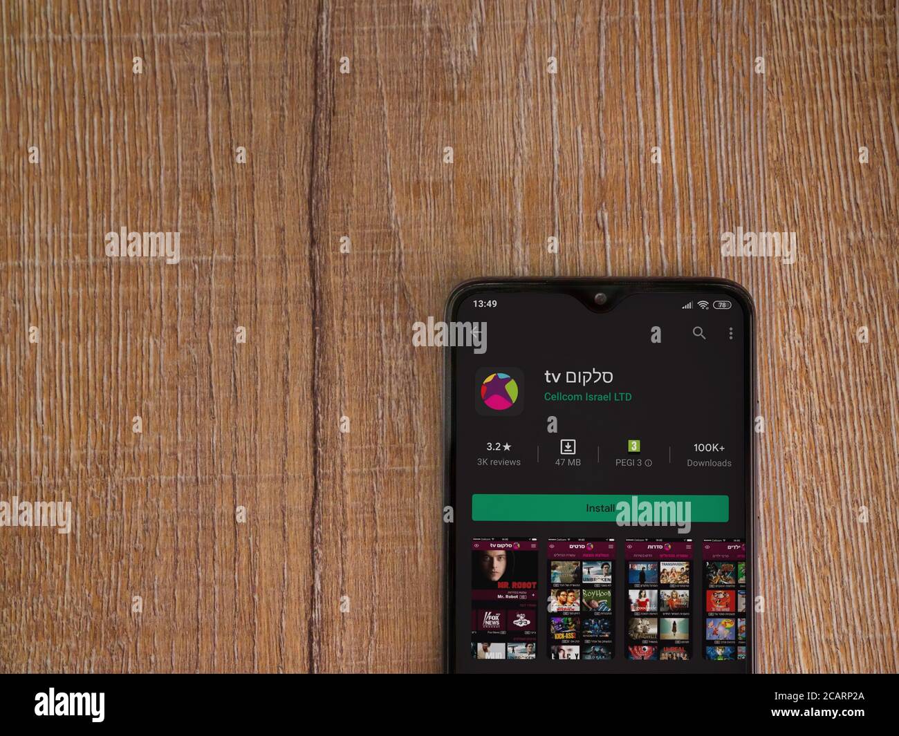 Lod, Israel - July 8, 2020: Cellcom TV app play store page on the ...