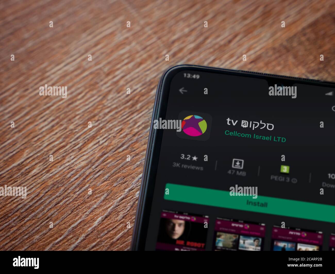 Lod, Israel - July 8, 2020: Cellcom TV app play store page on the ...