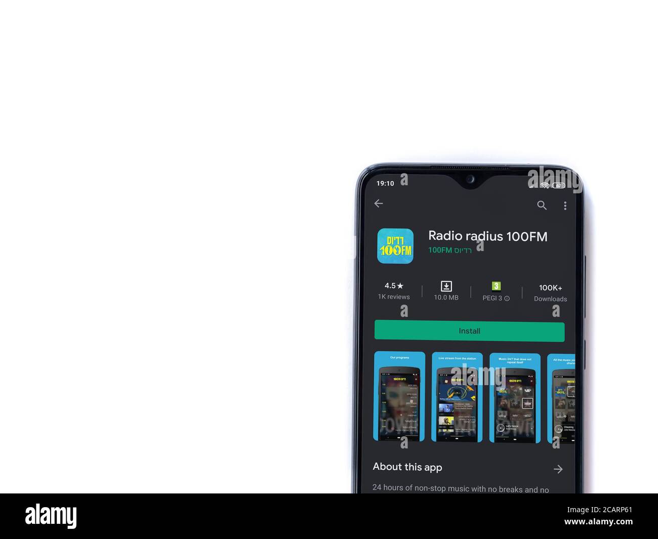 Lod, Israel - July 8, 2020: Radius 100FM app play store page on the ...