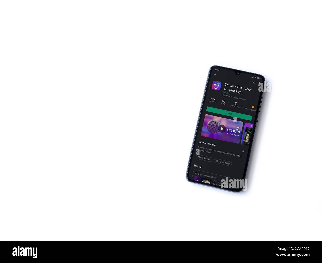 Lod, Israel - July 8, 2020: Smule app play store page on the display of ...