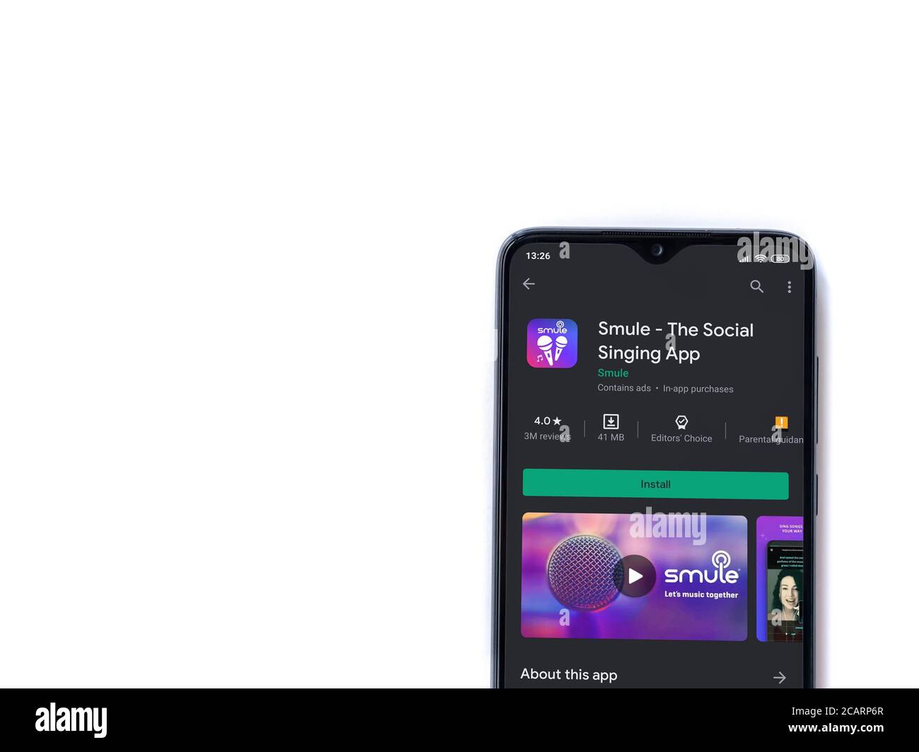 Lod, Israel - July 8, 2020: Smule app play store page on the display of ...