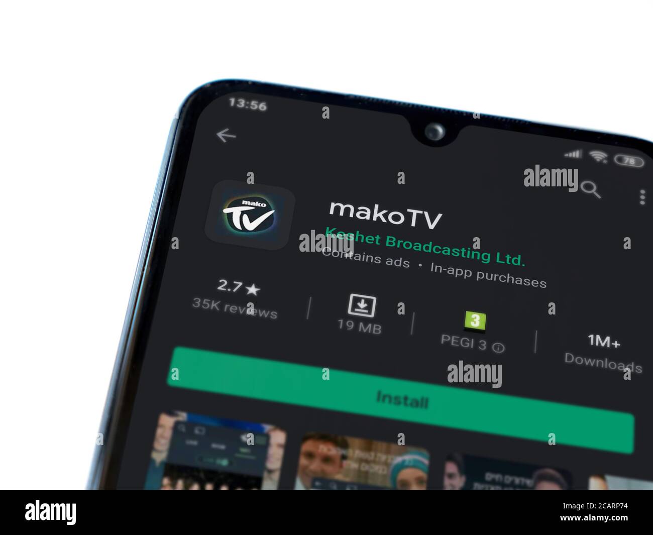 Lod, Israel - July 8, 2020: mako TV app play store page on the display ...