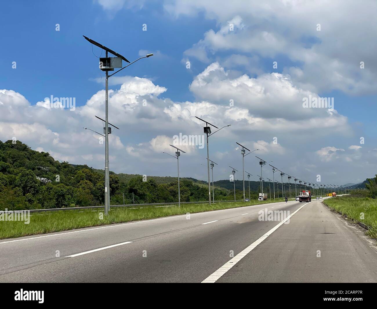 Solar panels on the highway Stock Photo - Alamy