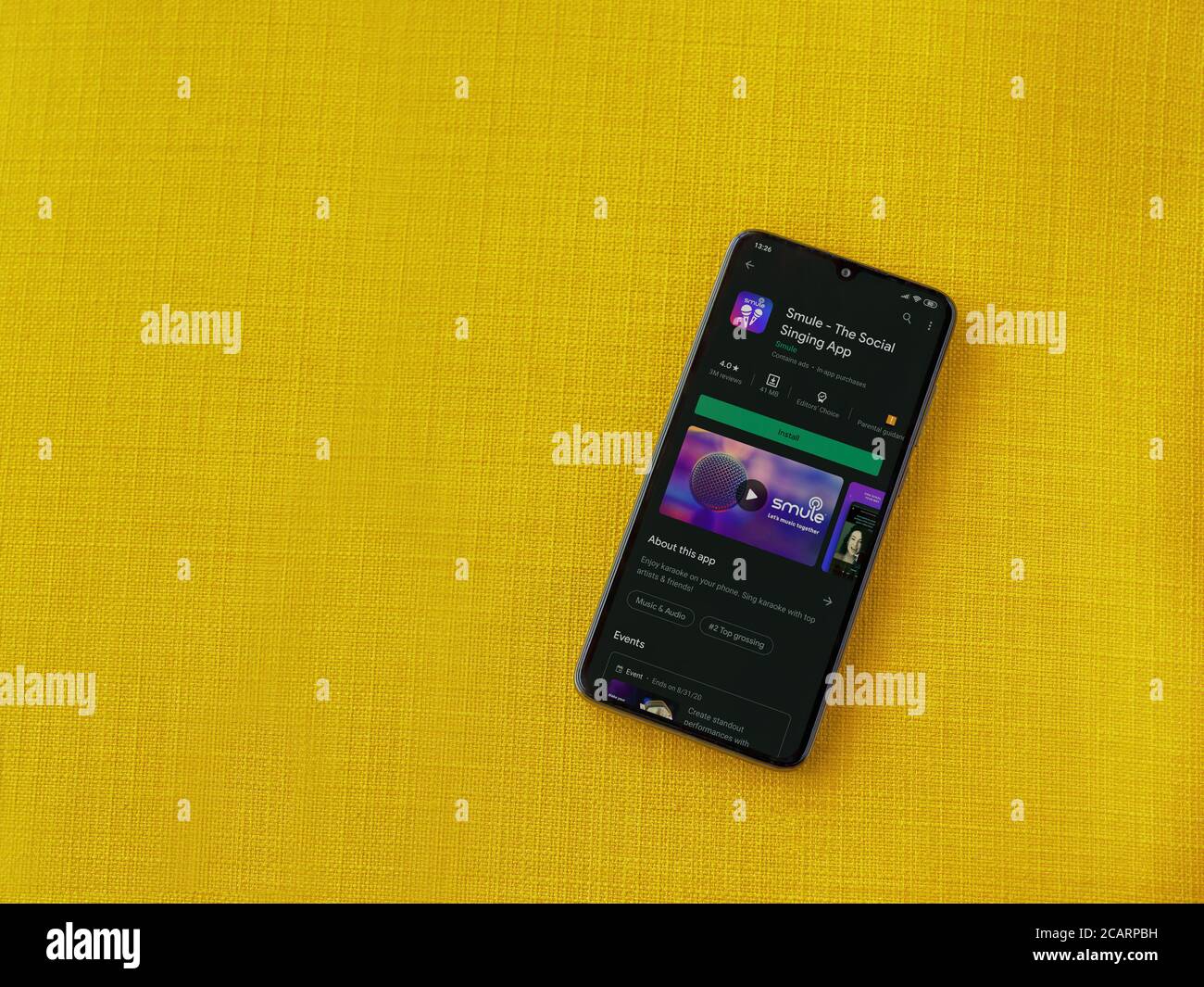 Lod, Israel - July 8, 2020: Smule app play store page on the display of ...