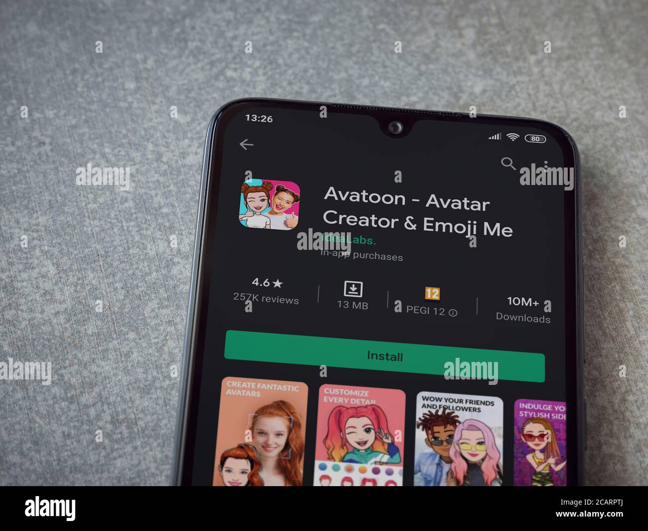 Lod, Israel - July 8, 2020: Avatoon app play store page on the display ...