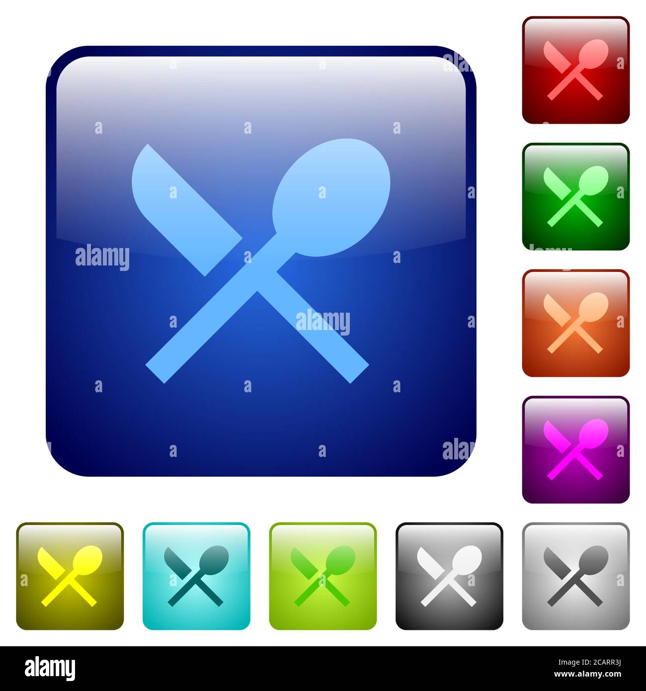 Dining Icons In Rounded Square Color Glossy Button Set Stock Vector Image And Art Alamy