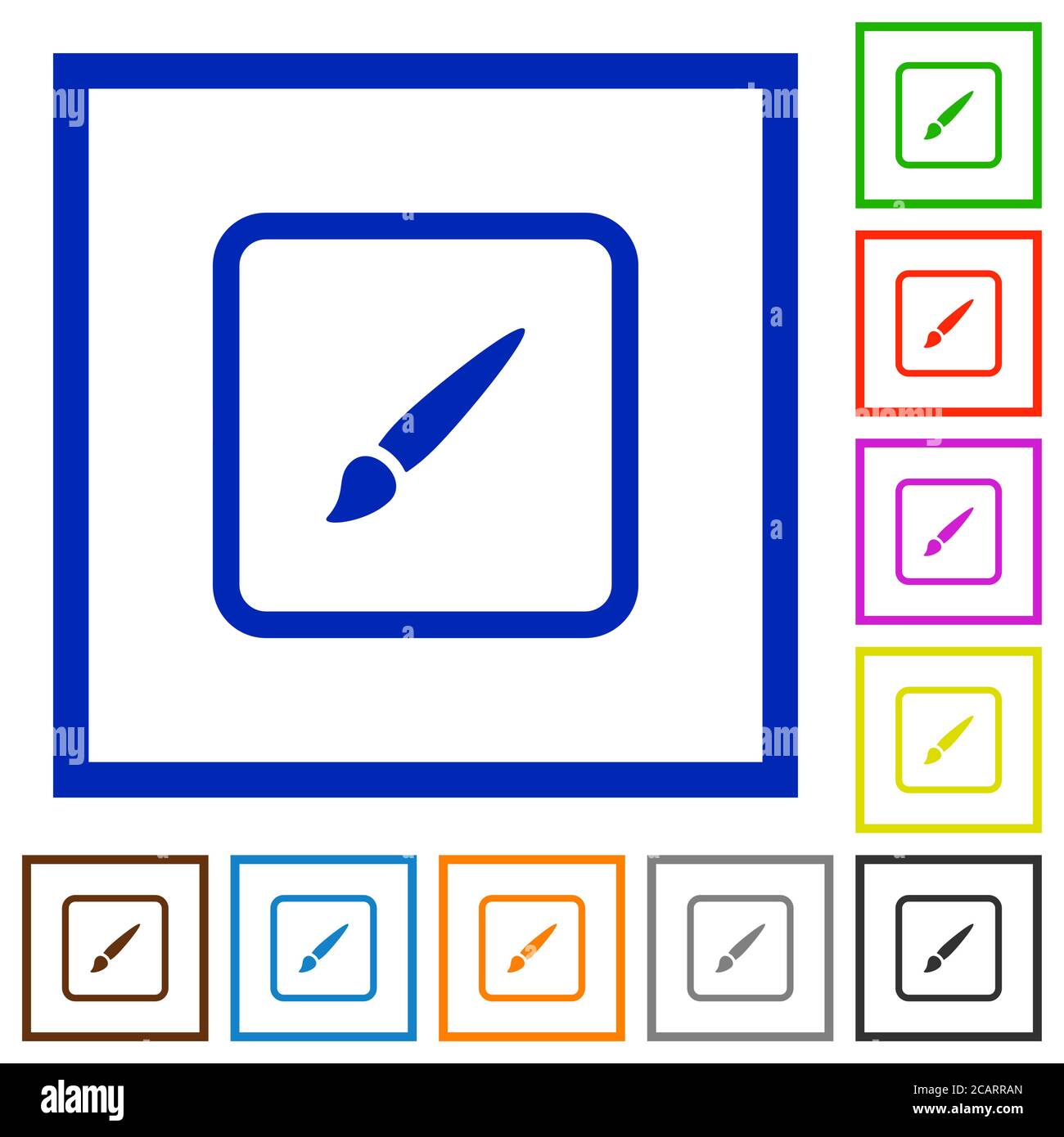 Paint object flat color icons in square frames on white background ...