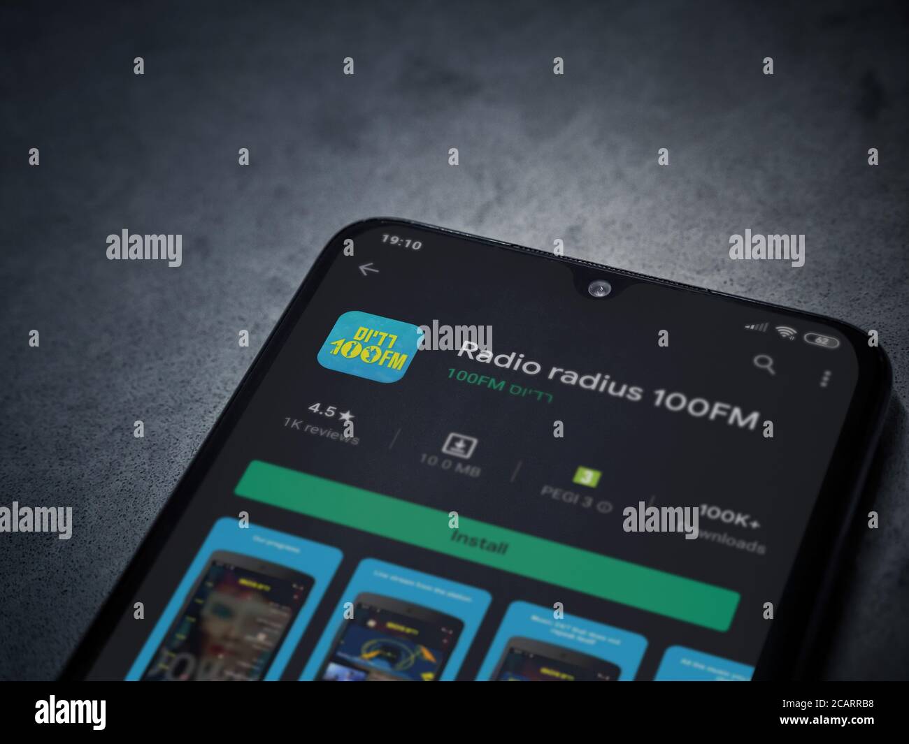 Lod, Israel - July 8, 2020: Radius 100FM app play store page on the ...