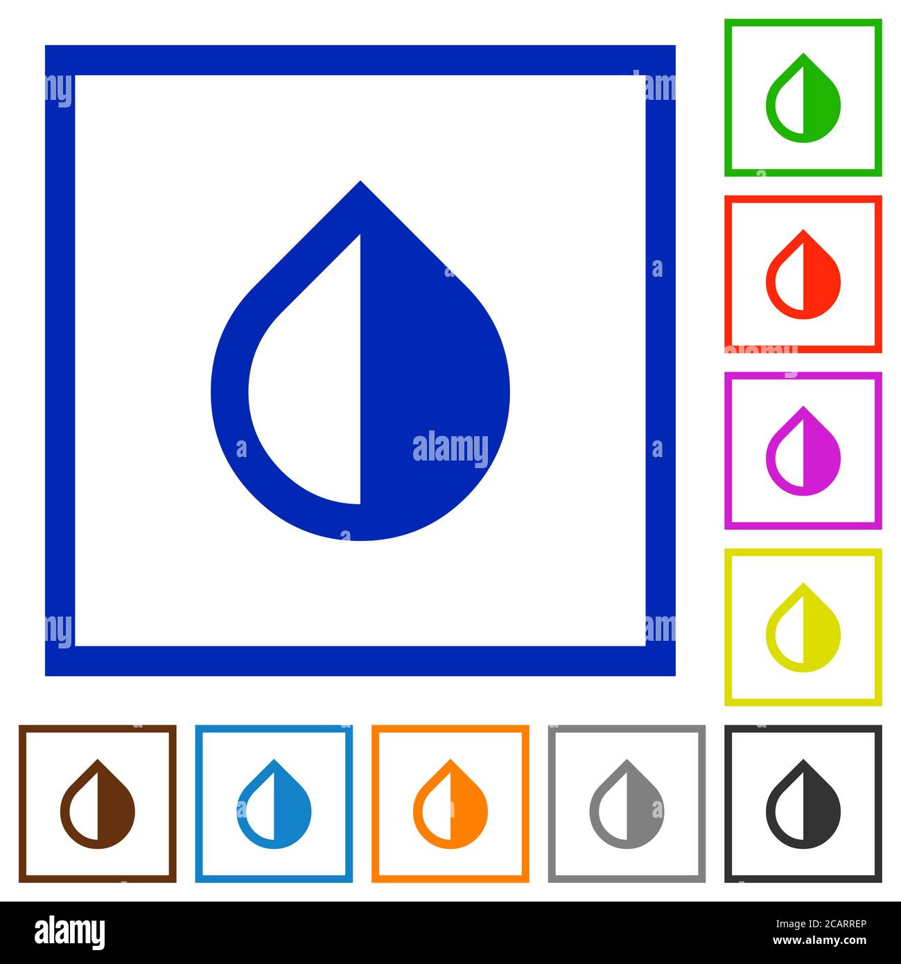 Invert colors flat color icons in square frames on white background ...