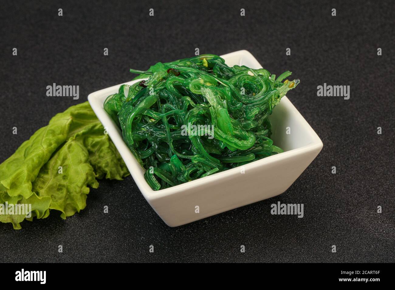 Green Chuka Seaweed Salad Isolated on White Background Top View. Wakame ...