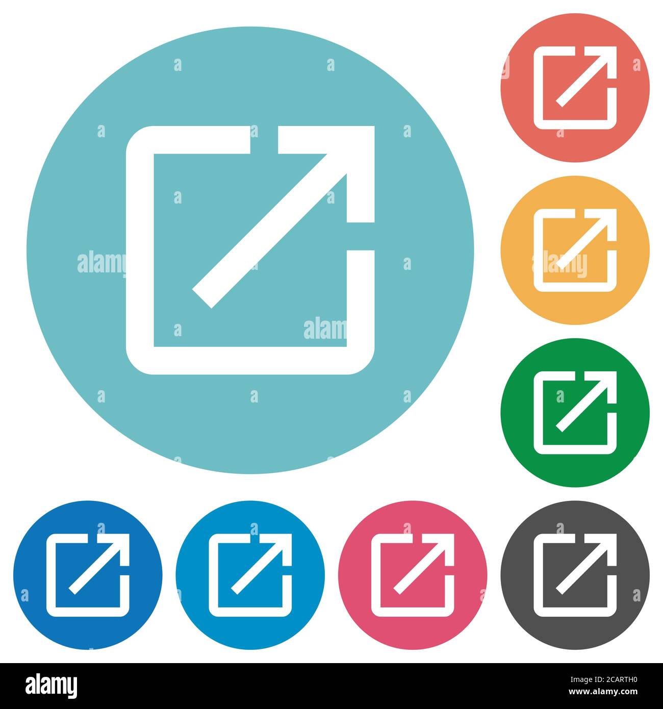 Open in new window flat white icons on round color backgrounds Stock ...