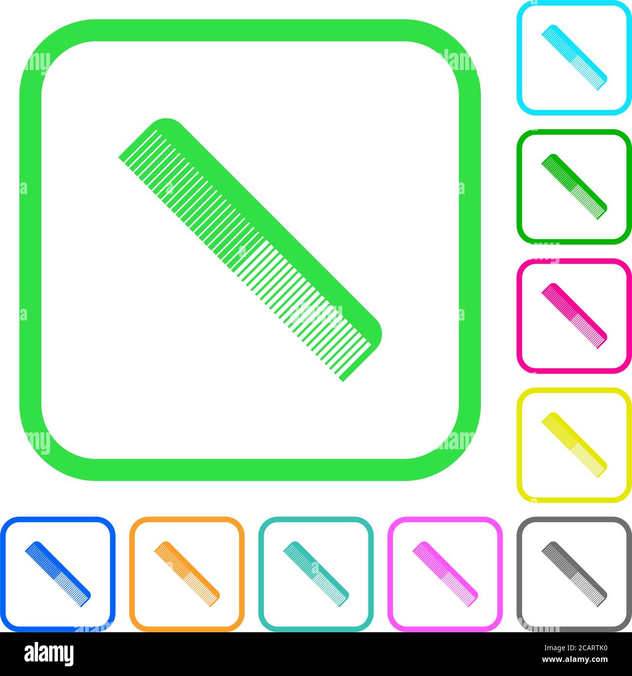 Simple comb vivid colored flat icons in curved borders on white ...