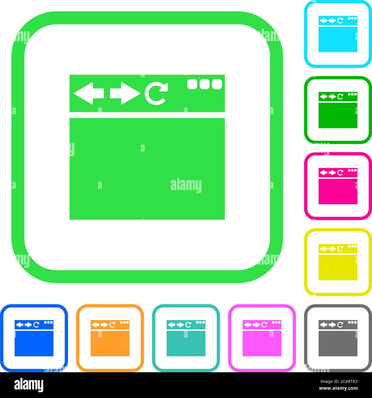 Empty browser window vivid colored flat icons in curved borders on ...