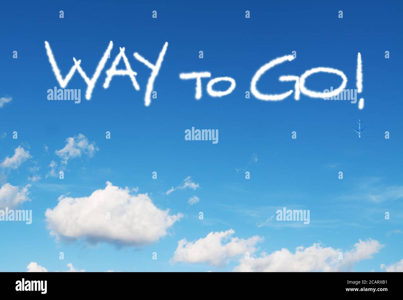 way to go! written in the sky with contrails Stock Photo - Alamy