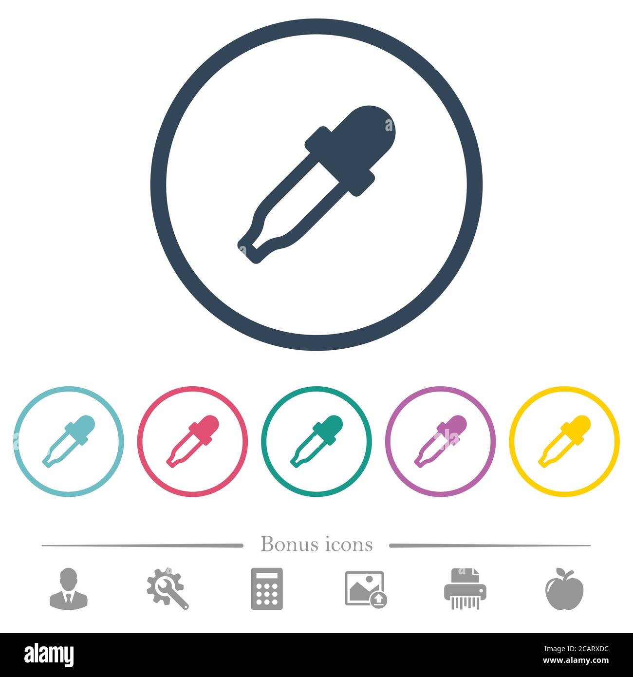 Color picker flat color icons in round outlines. 6 bonus icons included ...