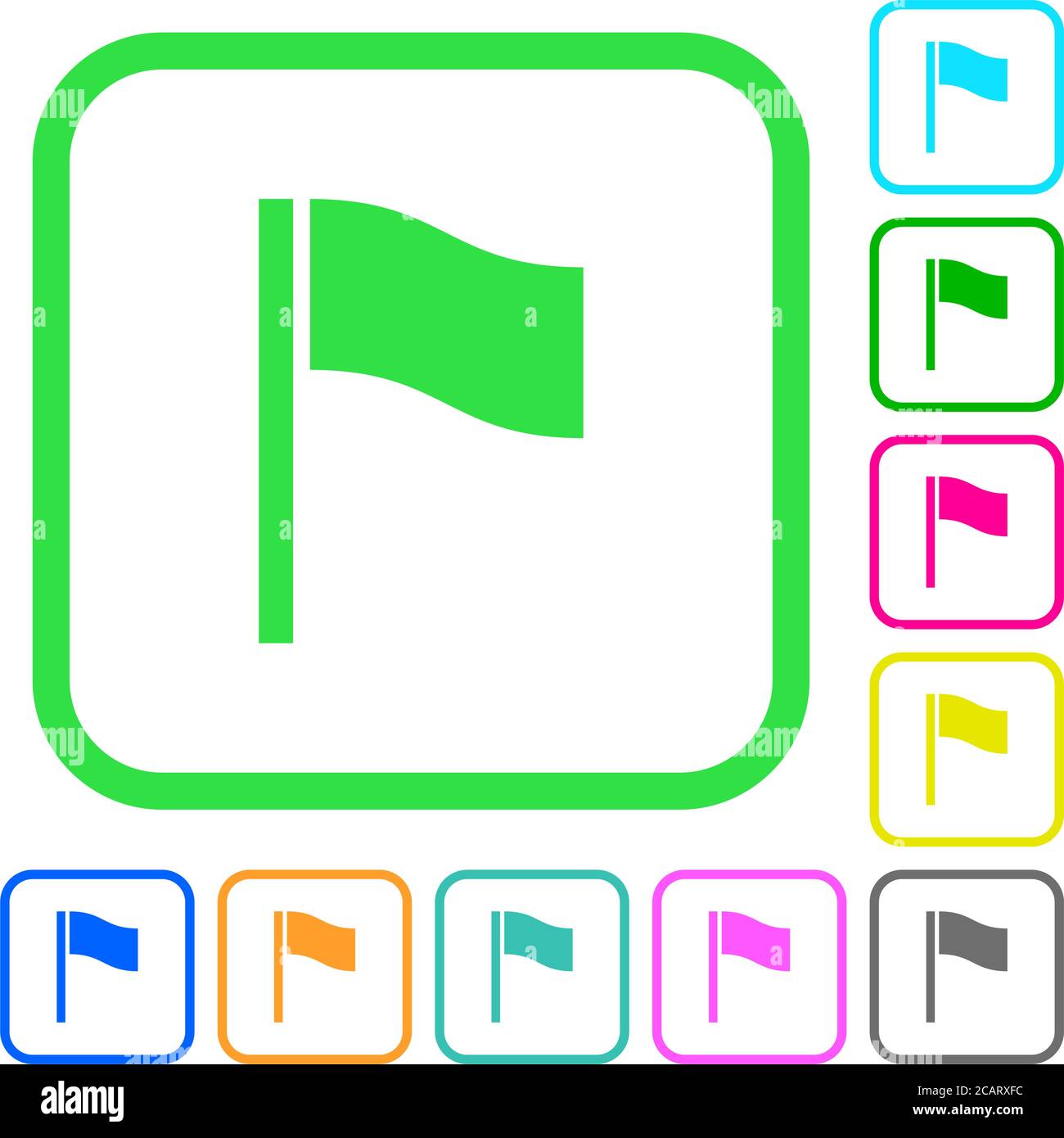 Flag vivid colored flat icons in curved borders on white background ...